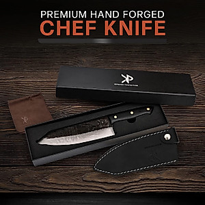 Kitchen perfection Handmade Chefs Knife - Extremely Sharp Kitchen Knife 8 Inch Professional Culinary Knife -Hand Sharpen Chopping Knife Meat Knife Kitchen For Men - High Carbon Steel w/Leather Sheath