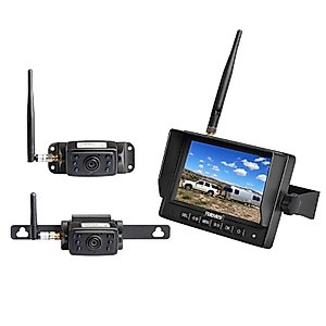Haloview MC5111-2 Hitch Camera 5'' LCD 720P HD Digital Wireless Backup Camera System Rear View Monitor and IP69K Waterproof Reversing Built in DVR Kit for Trucks/Trailer/Bus/RVs/Pickups/Camper/Vans
