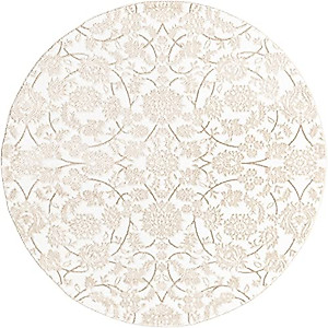 Rugs.com Nepal Collection Rug – 5 Ft Round Snow White Medium Rug Perfect for Kitchens, Dining Rooms