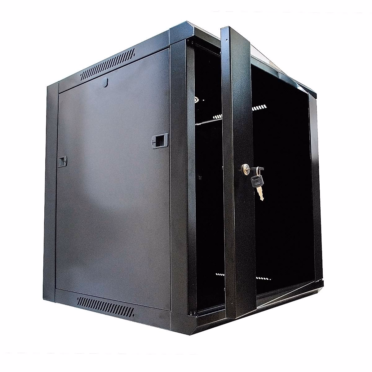 12U IT Wall Mount Cabinet 19-inch Server Network Rack Cabinet Rack Vented Enclosure Glass Locking Door 23.6 inches Depth