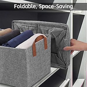 YXOBHDY Storage Baskets for Closet with Metal Frame, Fabric Storage Bins for Shelves, Shelf Baskets and Bins with Handles for Clothes Toys Organization, 4-Pack