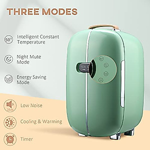 HOMCOM Portable Skincare Fridge, 12L Mini Fridge for Bedroom, Office, Dorm and Car, Thermoelectric Cooler and Warmer Refrigerator for Beauty, Makeup and Cosmetics, Green