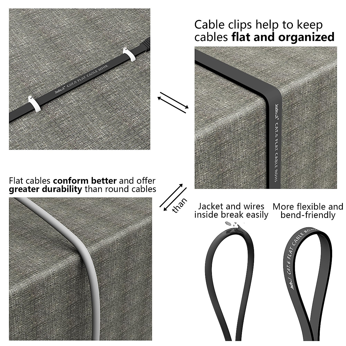 Cat 6 Ethernet Cable 75 ft, Outdoor&Indoor, 10Gbps Support Cat8 Cat7 Network, long Flat Internet LAN Patch Cord, Cat6 Solid Fast Speed weatherproof Cable for Router, Modem, PS4/5, Xbox, Gaming, Black