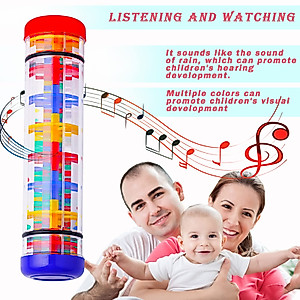 2 Pack Rainmaker Toy, Beaded Raindrops Rainmaker, Rainmaker Stick, Developmental Sensory Shaker, Musical Instrument for Babies,Toddlers and Kids