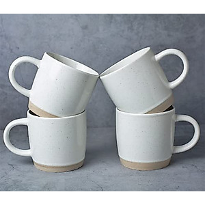 famiware Milkyway Coffee Mugs, 12 oz Coffee Mug Set for 4, Tea Cups with Handle for Coffee, Tea, Cocoa, Milk, White