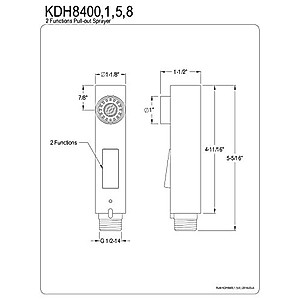 Kingston Brass KDH8408 2 Functions Pull-Out Sprayer, Brushed Nickel