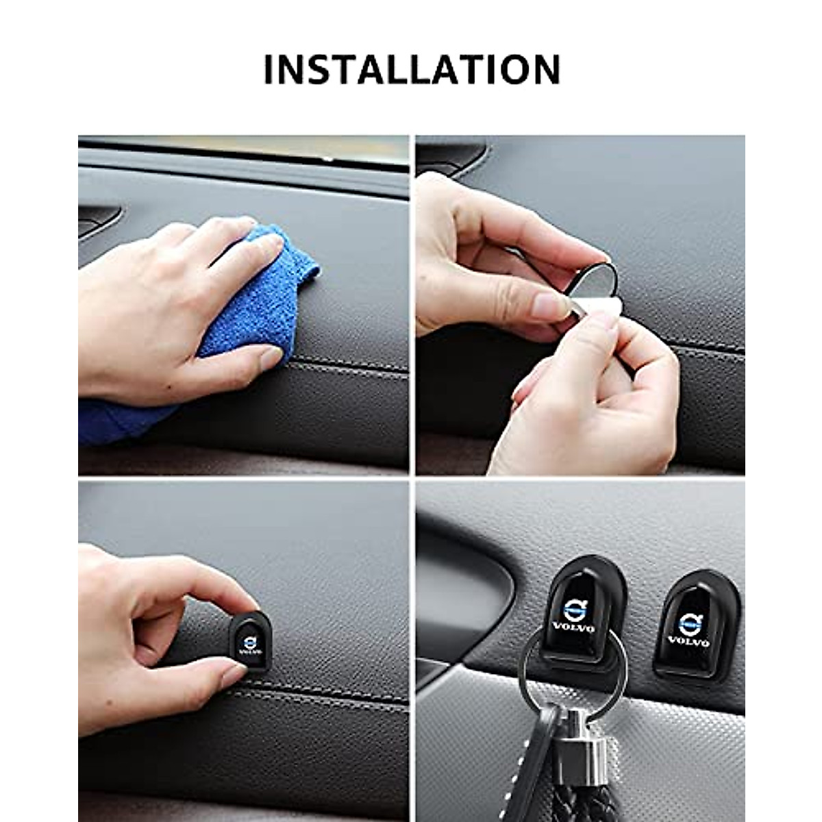YABOO Car Sticky Hooks for Dashboard,Car Sticky Hanger with Logo,3M Self-adhesive Hooks Organizer for Key/USB Cable/Earphone,Compatible with Volvo XC40 XC60 XC90 V90 V60 S90 S60 2016-2020 2021 2022