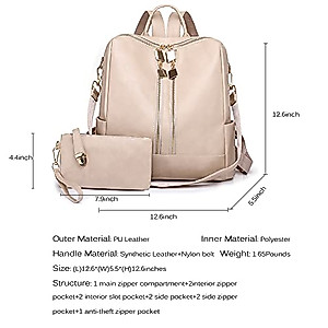 Women Fashion Backpack Purse,Leather Multipurpose Design Rucksack,Convertible Shoulder Bag Handbag with Wristlet (Beige1)
