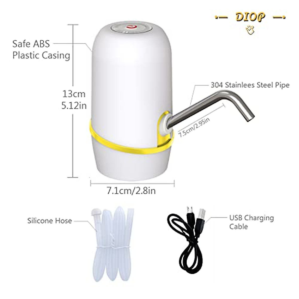 DIOP 5 Gallon Water Pump Dispenser | Electronic Automatic Drinking Water Pump | USB Charging Silicone Portable Water Bottle Pump for Kitchen | Automatic Water Dispenser | Office | Gym | Picnic
