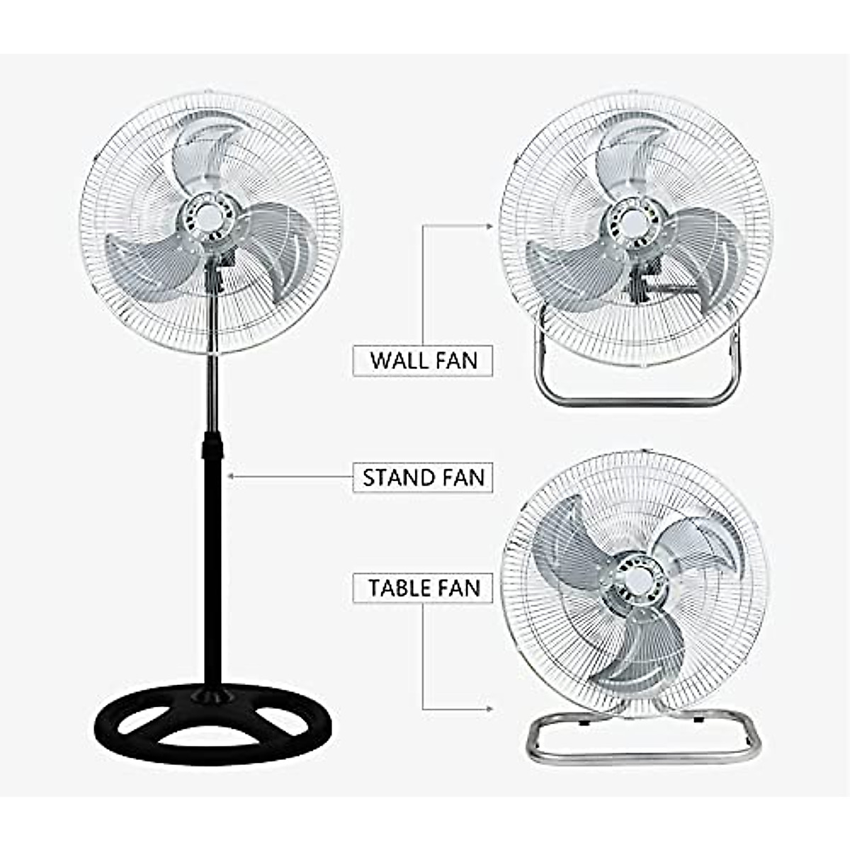 PrimeTrendz 18 Inch Industrial Grade High Velocity 3 in 1 Floor Stand Mount Oscillating Fan | Stand + Desk + Wall Fan