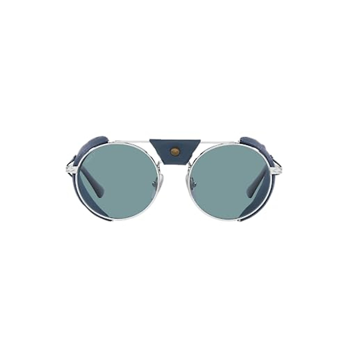 Persol PO2496SZ Round Sunglasses, Silver/Green Polarized, 52 mm