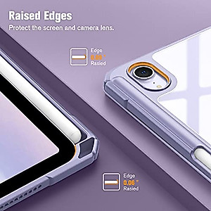 Fintie Hybrid Slim Case for iPad Mini 6 2021 (8.3 Inch) - [Built-in Pencil Holder] Shockproof Cover Clear Transparent Back Shell, Auto Wake/Sleep for iPad Mini 6th Generation, Lilac Purple