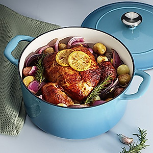 Tramontina Enameled Cast Iron Covered Dutch Oven 5.5-Quart Medium Blue, 80131/036DS