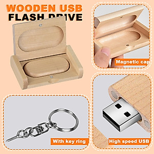 Novelty Wooden USB 2.0 Flash Drive 32GB Data Storage Memory Stick USB Stick Ellipse Pendrive with Wooden Box