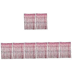 Rose Gold Tinsel Curtains 8 pcs rain Curtain Wedding Drapes Tassel Curtain Fringe Trim Metallic Tinsel Backdrop Disco Party Decorations The pet Baby Shower Decorations Prom