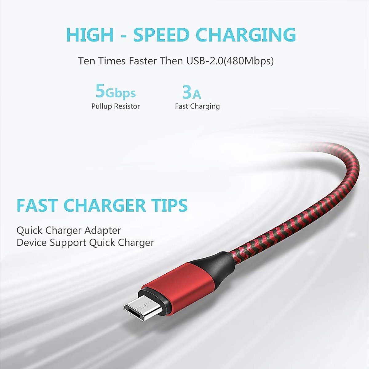 TPLTECH Charger Cord for Xbox One Controller Nylon-Braided Controller USB Cable Durable Android Micro USB 2.0 Cable Compatible with Xbox One Controller Charger Cord 2Pack 10FT