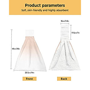 Ombre Gradient Hanging Hand Towels Kitchen Towel Absorbent Towel Hanging Towel Hand Bath Towel, 18"x14" Decorative Soft Oven Towel Quick Dry Dish Cloth Towels 2Pcs, Peach Pink and White Gradient Art