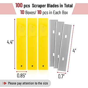 Bates- Replacement Scraper Blades, 4 Inch, 100 pcs, Scraper Blades, Floor Scrapper Blade, Replacement Razor Blades, Carbon Steel Razor Blades, Paint Scraper Blades, 4 Inch Scraper Blades