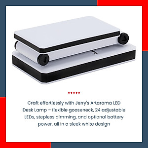 Jerry's Everywhere Flexible Portable 24 LED Task Lamp, 3 Adjustable Dimmable Levels Includes AC/USB Power Supply (Optional AA Battery)