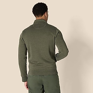 Amazon Essentials Men's Sweatshirt, Mock Neck, Fleece Zip Up, Olive Heather, X-Large
