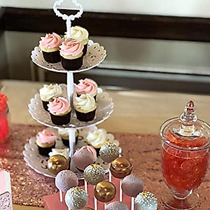 Set of 2 Pieces 3 Tier Dessert Stand Fruit Plate Cupcake Plastic White Cup Cakes Desserts Fruits Candy Buffet Serving Tray (White Round 2pcs)