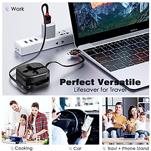 4.5A Multi Charger Cable - Retractable 3-in-1 USB with Lightning/Type C/Micro Ports - 2 Pack 4Ft Fast Sync for iPhone, Samsung, LG, Huawei, Tablets