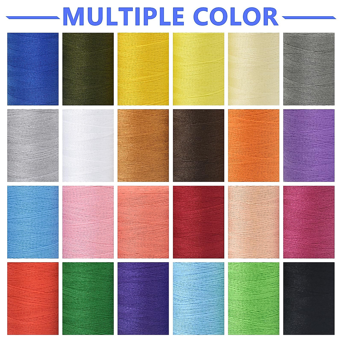 SHRJ 24Pcs Sewing Thread Spools Set 1000 Yards Per Spool Mixed Cotton Threads for DIY Sewing Machine, Embroidery Machine, Hand Sewing, 24 Colors