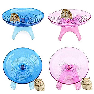 lizhi Flying Saucer Exercise Wheel for Small Pets Hamster Jogging Running Silent Spinner Hamster (Pink)