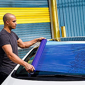 Auto Wrap Adhesive Film - 36" x 200' Roll - Made in U.S.A. Crash Wrapfilm - Easy to Apply, Strong, Durable and Puncture Resistant - Blue