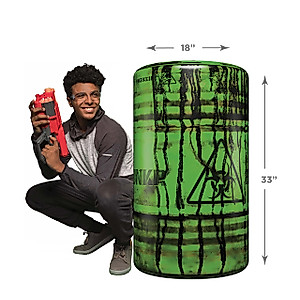 BUNKR BattleZones Battle Royale Inflatable Bunker Fort - 4 Piece Barricade Shield Set Crates and Barrels - Perfect for NERF Party