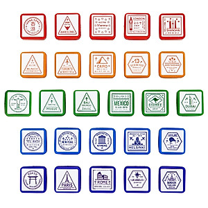 Bright Creations Passport Stamps, City and Country Stamp Set (1 x 1 In, 26 Pieces)
