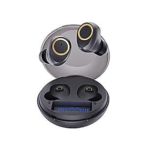 Bluedio D3 Wireless Earbuds, in-Ear Earphones with Charging Case, Car Headset Built-in Mic Support Wireless Charging for Cell Phone, Sport, Black