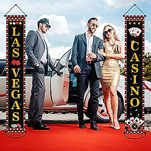 Las Vegas Party Banner Casino Night Party Decorations Welcome Porch Door Sign for Las Vegas Themed Birthday Baby Shower Decorations(Black)