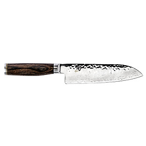 Shun Premier 7" Santoku Knife Hand-Sharpened, Handcrafted in Japan, Light, Agile and Easy to Maneuver, 7-Inch, Silver