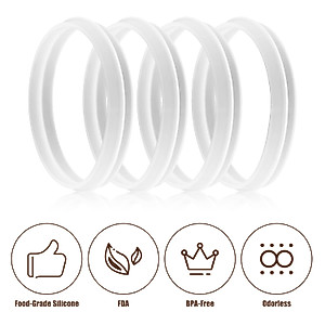 4pcs Replacement Gasket Compatible with Gatorade Water Bottle, Clear Silicone Lid Seal Replacement for Gx Bottle Seal Rubber Seal Ring Replacement Accessory Part for 30oz GX Pods