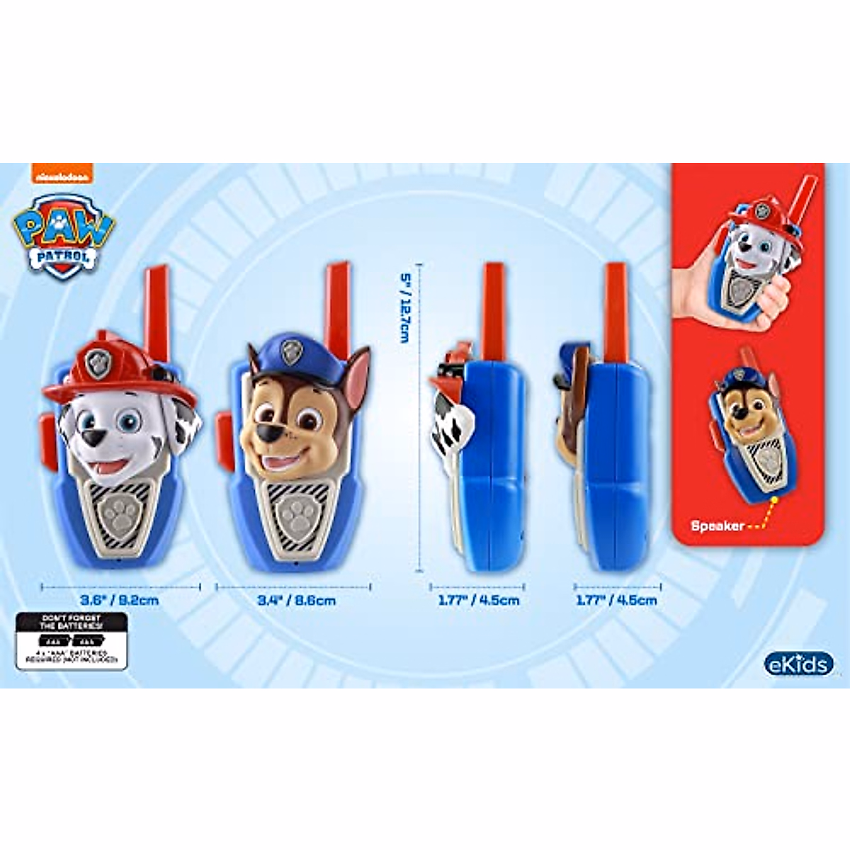 New PAW Patrol Walkie Talkies - Set of 2 Kids Walkie Talkies Chase and Marshall – Excellent Walkie Talkies for Toddlers
