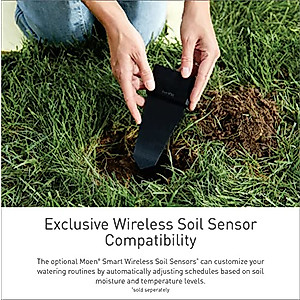 Moen WICNT008G1USA 8-zone Smart Sprinkler Controller, WI-FI Connectible, Automatic Water Timer, Smart Irrigation System, Scheduling, Adjustable, Shutoff, Easy to Install