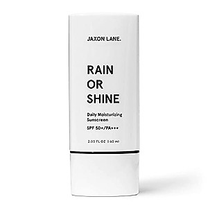 RAIN OR SHINE Anti Aging Face Sunscreen SPF 50 for Clear Skin w/Green Tea, Hyaluronic Acid, Vitamin C, Vitamin E Oil, Ginseng Extract, Licorice Root – SPF Moisturizer for Face, Fragrance Free 2.03 Oz