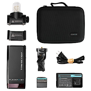 Flashpoint eVOLV 200 Pro TTL Pocket Flash Kit for Camera Strobe Light Photography, 200Ws, 1/8000 HSS, 500 Full Power Flashes, 0.01-1.8s Recycling w/2900mAh Battery, Bare Bulb/Speedlite Flash Head