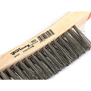 Forney 70523 V-Groove Stainless Steel Wire Brush, with Wood Handle, 13-3/4-Inch-by-.014-Inch