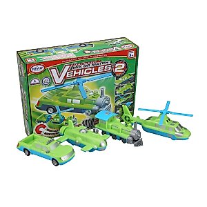 POPULAR PLAYTHINGS Magnetic Mix or Match Vehicles 2 Toy Play Set, 12 Pieces