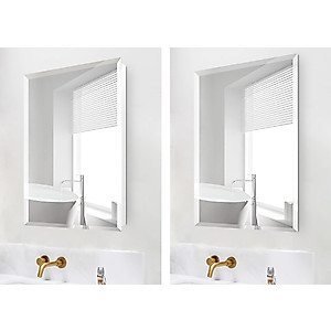 HESONTH Bathroom Medicine Cabinet with 16"x26" Frameless Mirror, Rectangular Beveled Frameless Mirror Cabinet,Wall Mounted Cabinet for Bathroom Toilet Kitchen,Recess or Surface Mount Installation