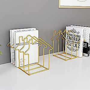 File Folder Rack Bookend Office File Organizer Metal Bookend Support Magazine Rack Art Modeling Desktop Storage Shelf Bookshelf Multifunctional File Organizer Desk Home Office Decoration File Organize