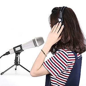 Neewer Desktop Desk Microphone Stand Foldable Tripod with Non-slip Feet, Durable Iron Construction, 3/8-inch and 5/8-inch Threaded Mount, Black