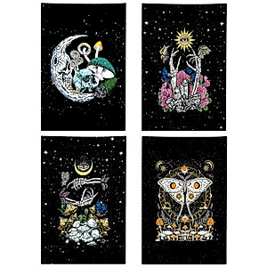 kunlisa Gothic Kitchen,Gothic Kitchen Decor,Kitchen Towels Decorative Set 16×24 Inches Set of 4,Gothic Tea Set,Witchy Home Decor,Witchy Kitchen Decor,Kitchen Dish Cloths,Witchy Gifts