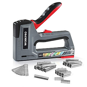 WORKPRO Staple Gun, 6-in-1, Manual Brad Nailer with 4000 Counts Staples, Upholstery Stapler Nail Gun for Fixing Material, Decoration, Carpentry, Furniture, Doors and Windows