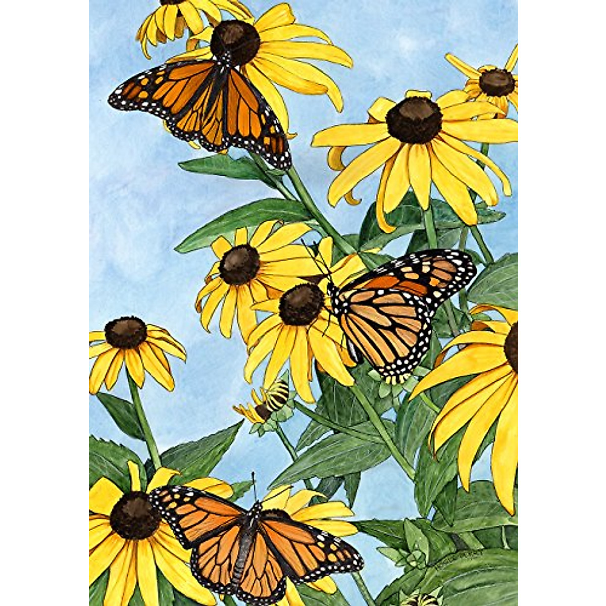 Toland Home Garden 1112133 Coneflowers and Monarchs Butterfly Flag 12x18 Inch Double Sided Butterfly Garden Flag for Outdoor House Flower Flag Yard Decoration