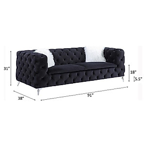 Acme Furniture Upholstered Sofas, Black/Chrome