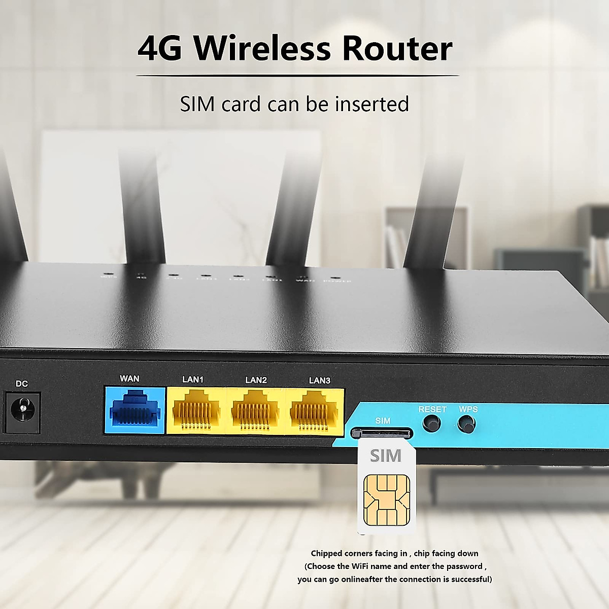 KuWFi 4G LTE Router with SIM Card Slot, Unlocked 4G WiFi Router with External Antennas, Industrial Wireless CPE Internet Routers for Home/Office, Work with AT&T and T-Mobile
