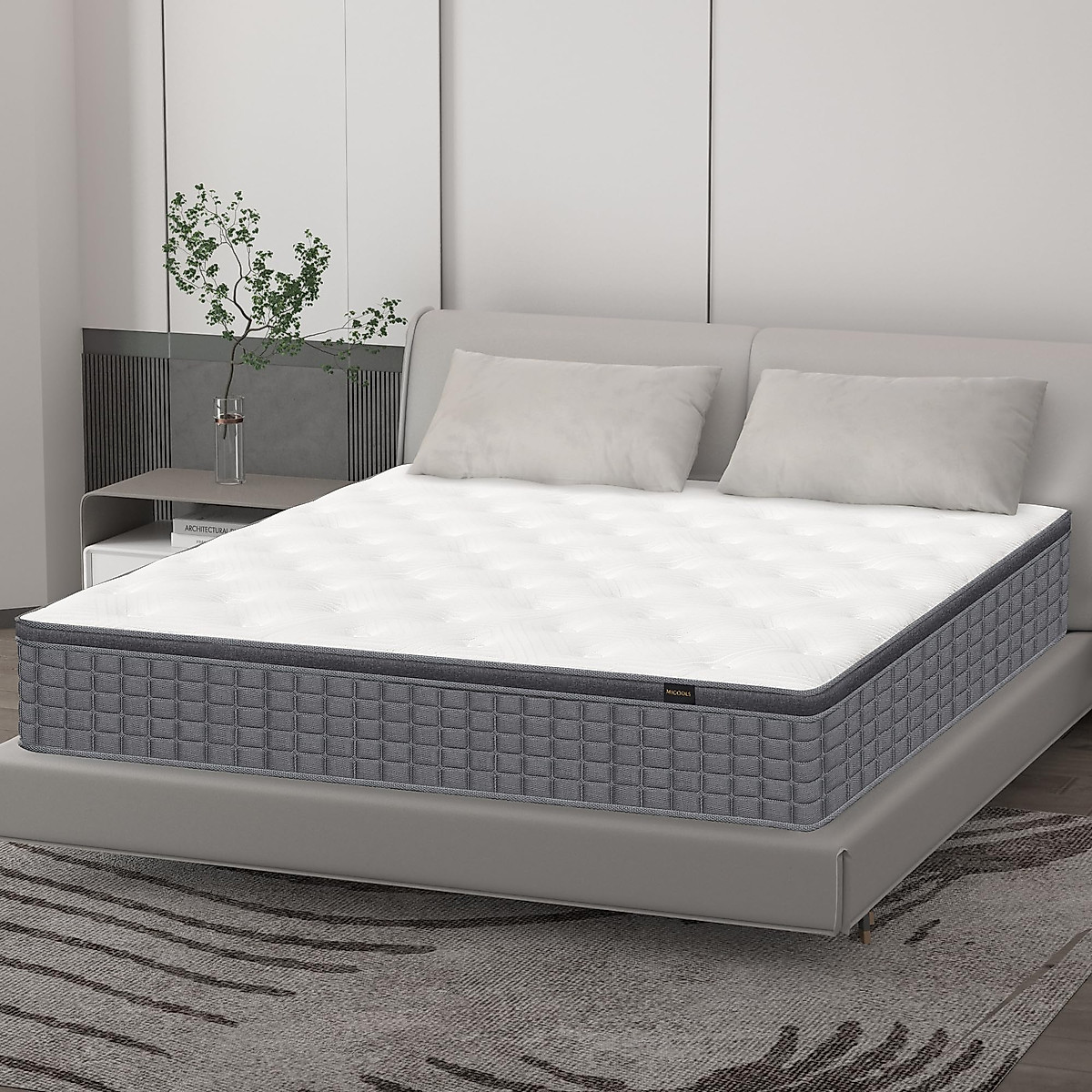 MICOOLS Twin Mattress,14 inch Hybrid Mattress in a Box Memory Foam Breathable Comfortable,Motion Isolation Individually Wrapped Coils,Euro Top Medium Firm Twin Size Mattress
